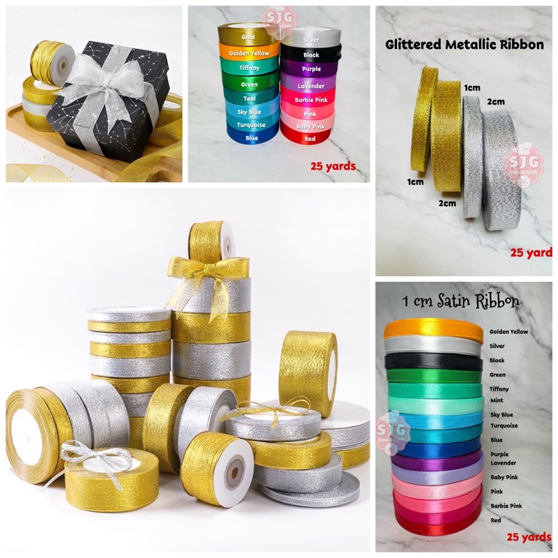25 yards satin ribbon 1cm 2cm glittered ribbon 2cm 1cm gift wrapping ...