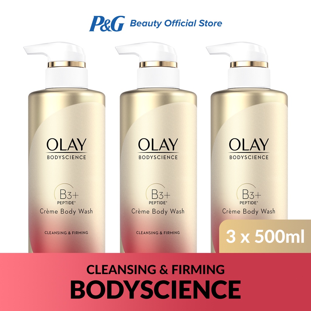 Olay Body Science Body Wash Cleansing and Firming (500mL) Trio | Shopee ...