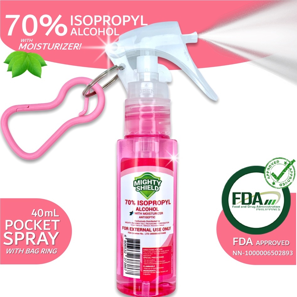 Mighty Shield Isopropyl Alcohol 70% with Moisturizer 40mL PINK POCKET ...