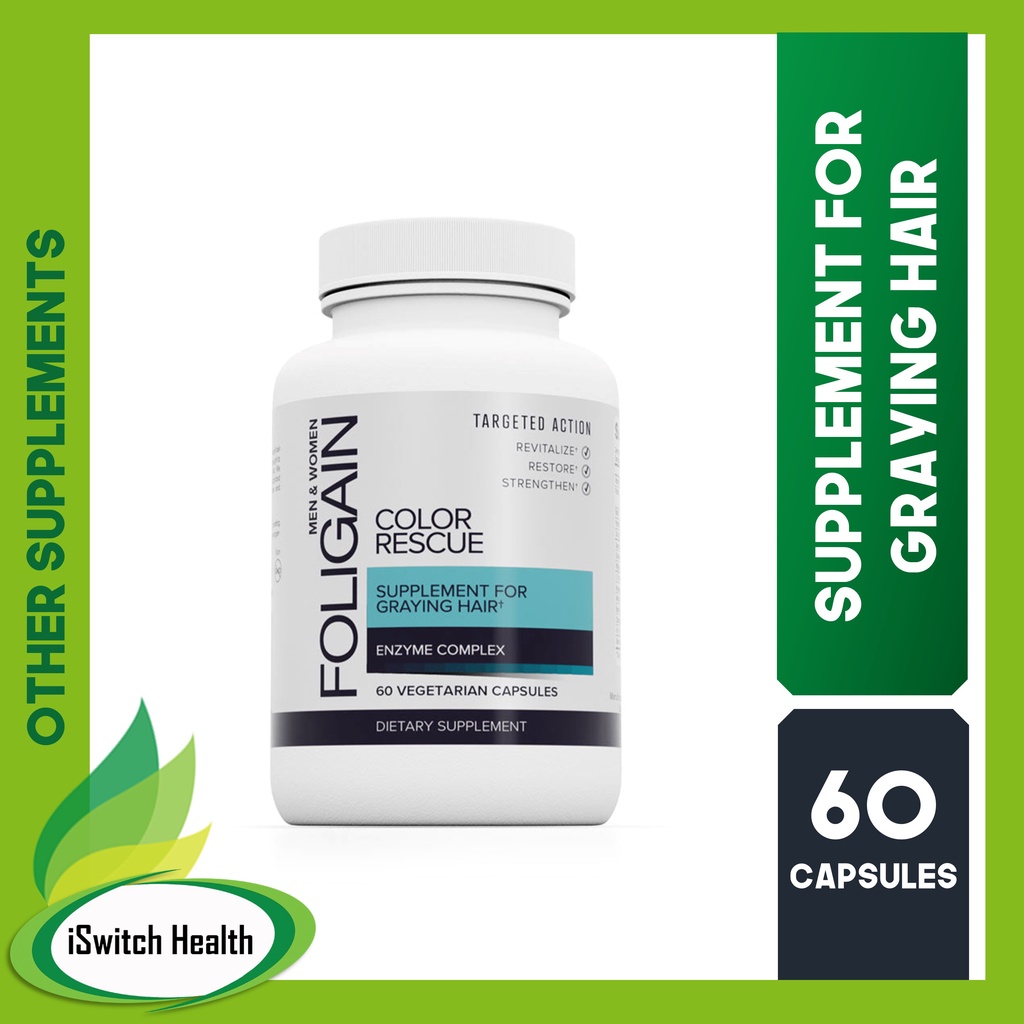 Foligain Color Rescue Supplement for GRAYING HAIR - 60 Capsules ...