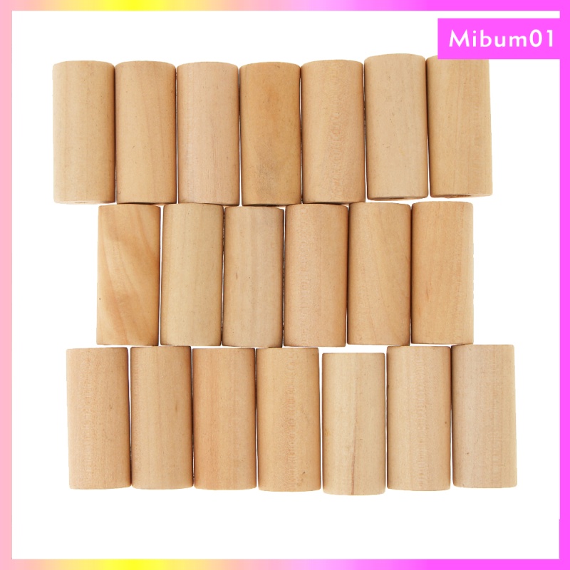20 Pieces Natural Solid Wooden Wood Cylinder Unfinished Tube Bead DIY ...