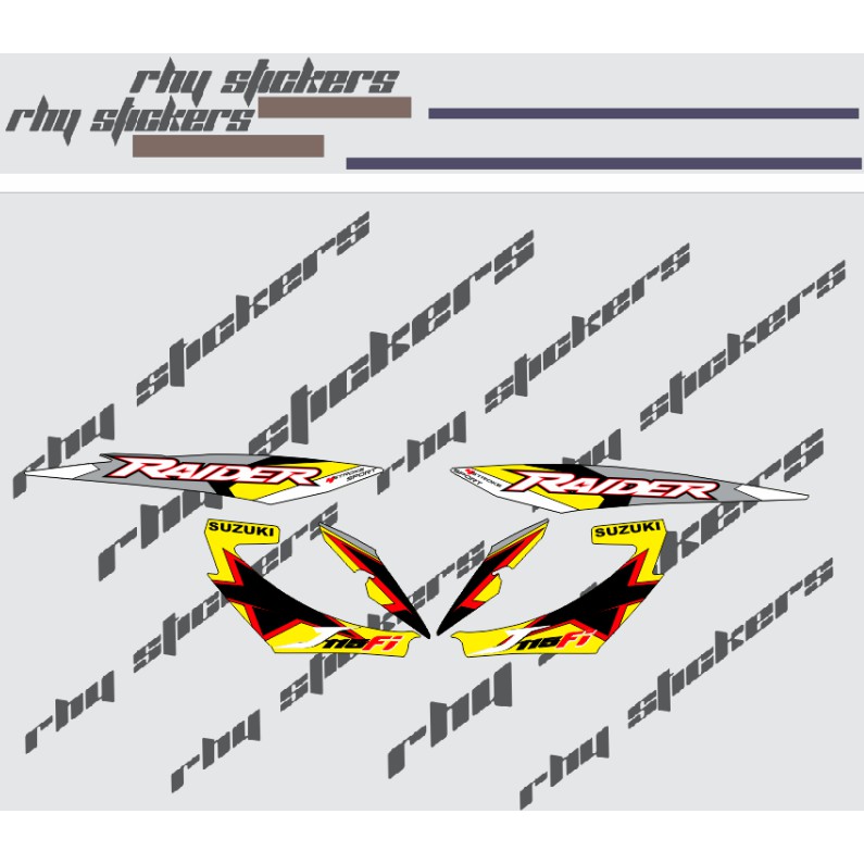Stock Decals, Sticker, Motorcycle Decals for Raider J 115, yellow ...