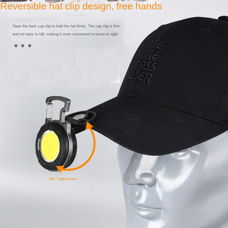 Type-C Charging Cob Work Light Keychain Light Hat Clip Lamp Strong ...