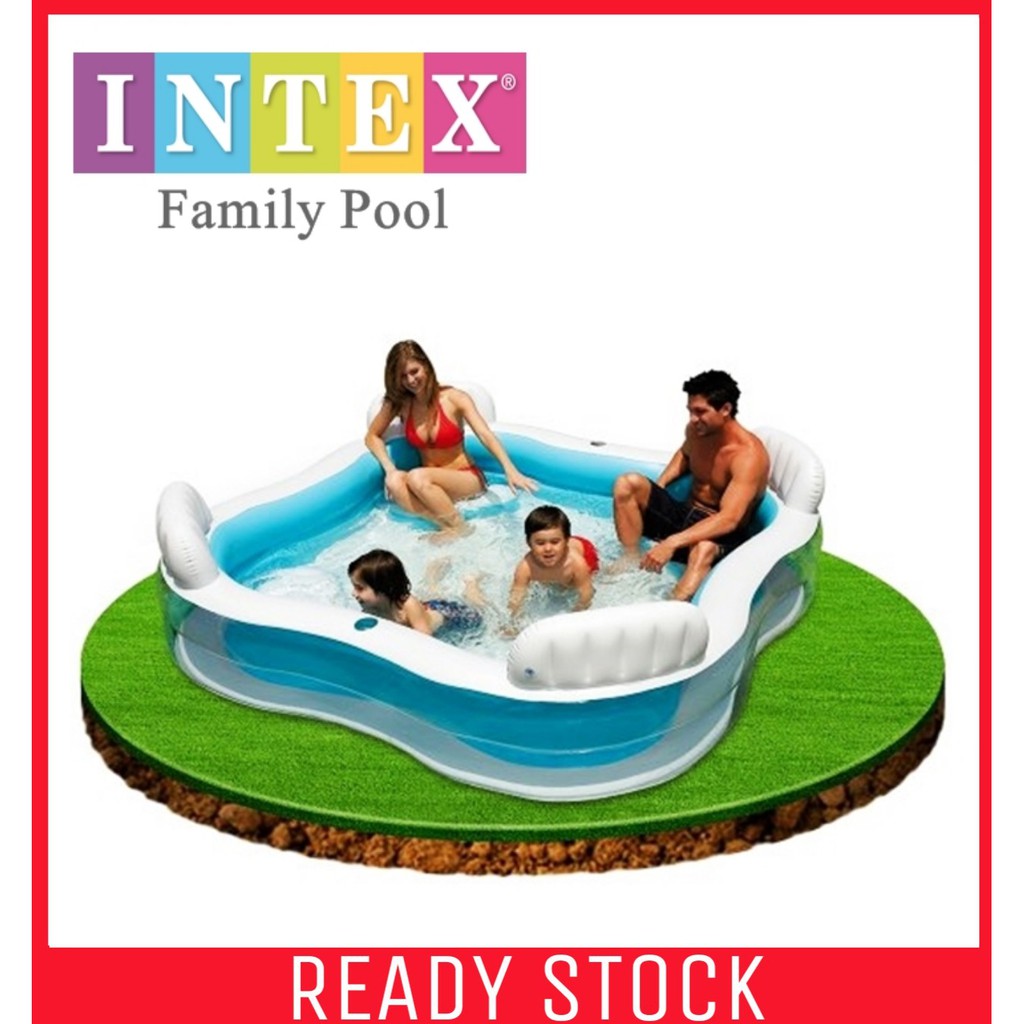 INTEX Inflatable Family Pool Kids Swimming Pool with Seat Free Electric ...