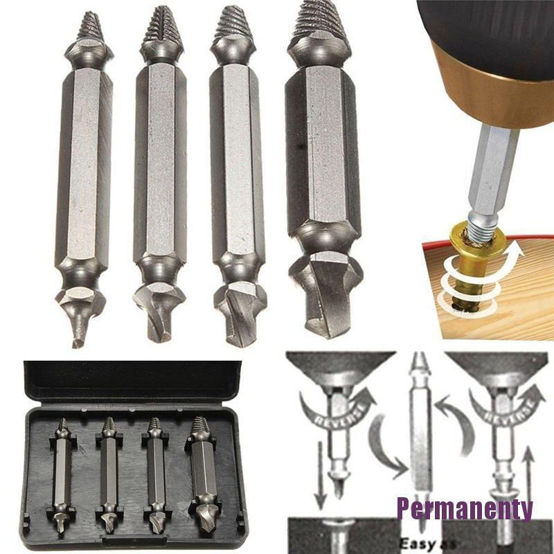 Permanenty*4Pcs Speed Out Screw Extractor Drill With Box Bits Tool ...