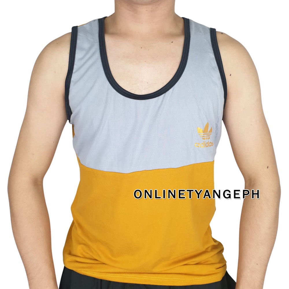 DASHOP Plain Two tone Muscle Tee sando for men 1pc sports gym shirt ...