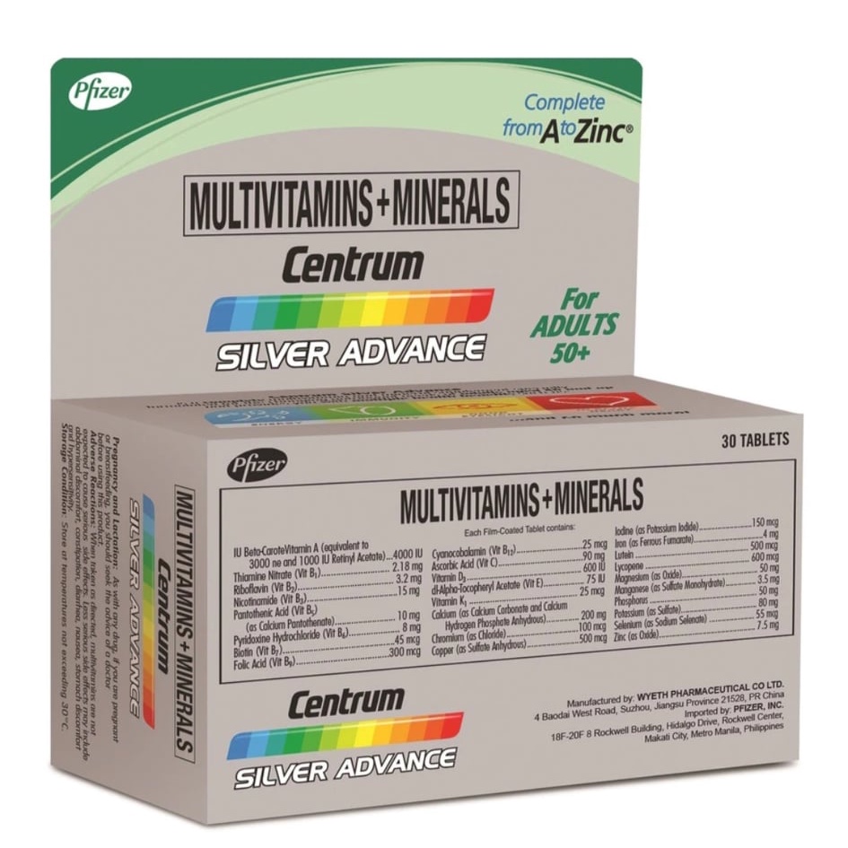 CENTRUM Silver Advance Multivitamins 30 Tablets ( For Adults 50 ...