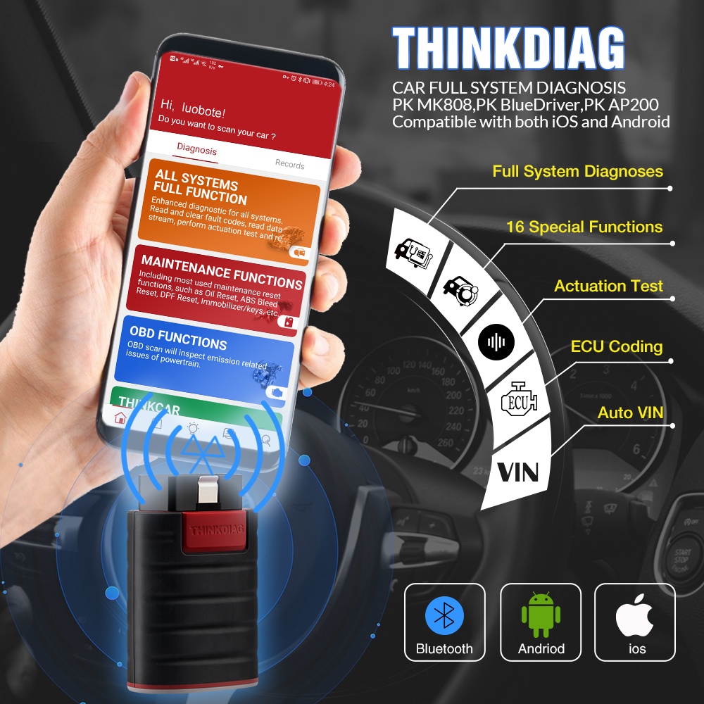【COD】Thinkdiag Hot Version OBD2 Car Diagnostic Tools With Full System ...