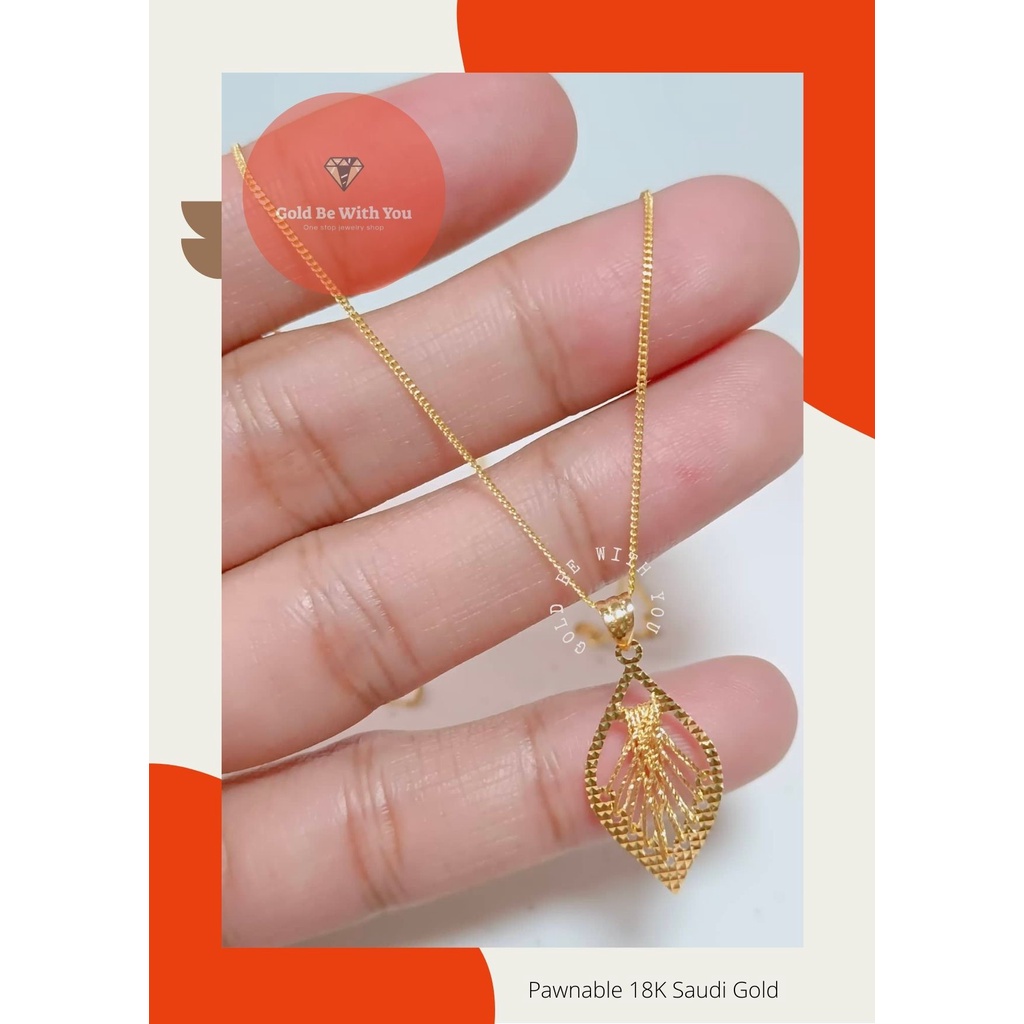 Pawnable 18k Saudi Gold Leaf Pendant in Fine Cadena Chain | Shopee ...