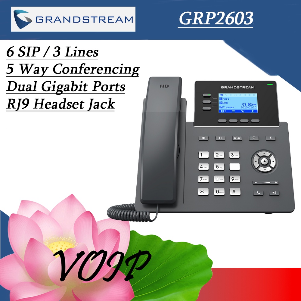 Grandstream GRP2603 - 3 Lines, 3 SIP Accounts, 2.98 in scrn, with PSU (VAT INC PRICE) | Shopee ...