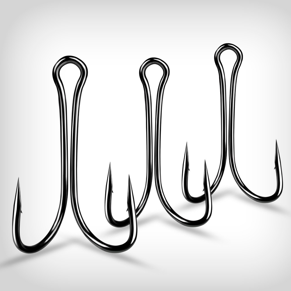 50PCS High Carbon Steel Fishing Hook Double Hook Fish Bait Lures ...