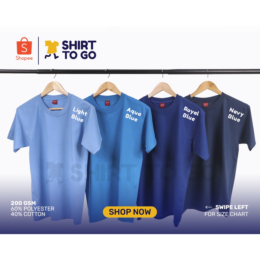 YALEX Plain T Shirt for Men and Women SHADES OF BLUE | Shopee Philippines