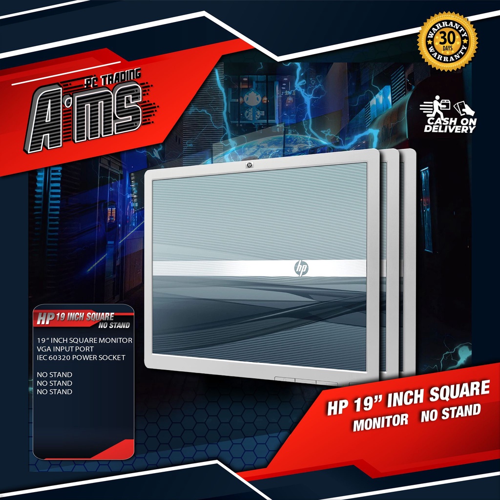 19" INCH SQUARE MONITOR NO STAND VGA INPUT IEC 60320 POWER SOCKET ...