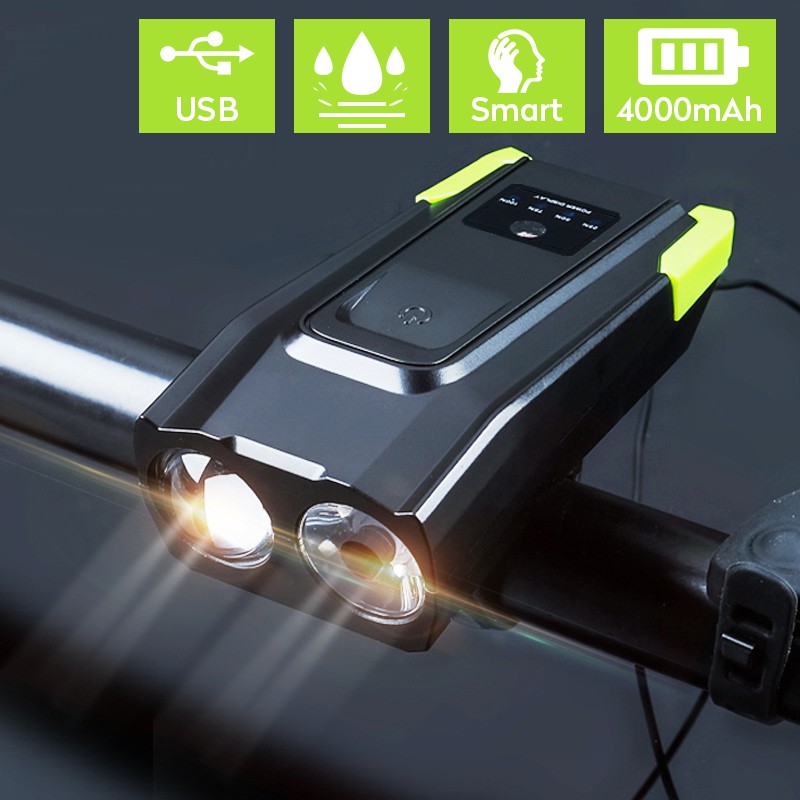 4000mAh LED Bike Light USB Smart Headlight Rechargeable Induction ...