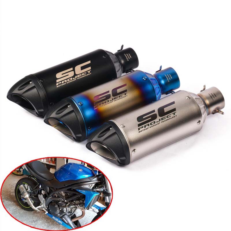 Motorcycle Exhaust Muffler Pipe 38-51mm Universal Moto Silencer Exhaust ...