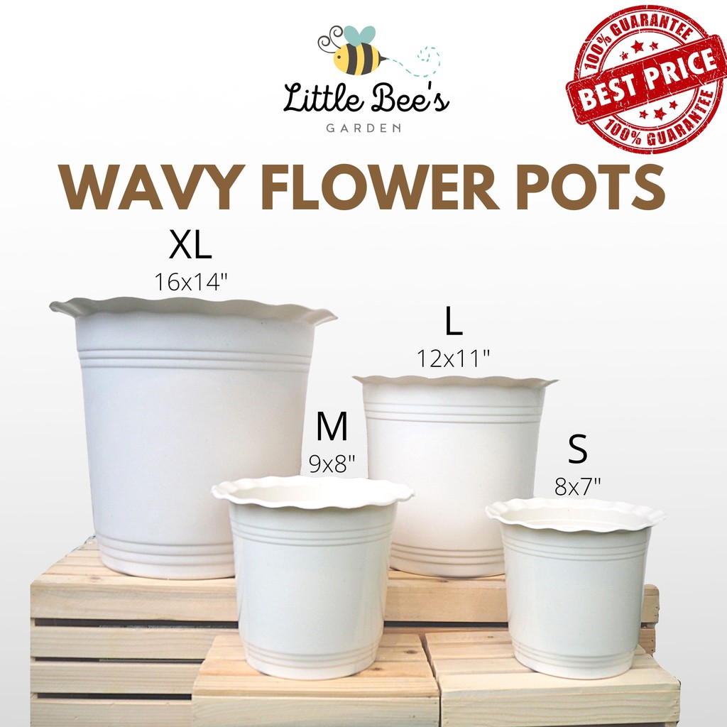 Wavy Flower Pots White | BB pots [Little Bee's Garden] | Shopee Philippines