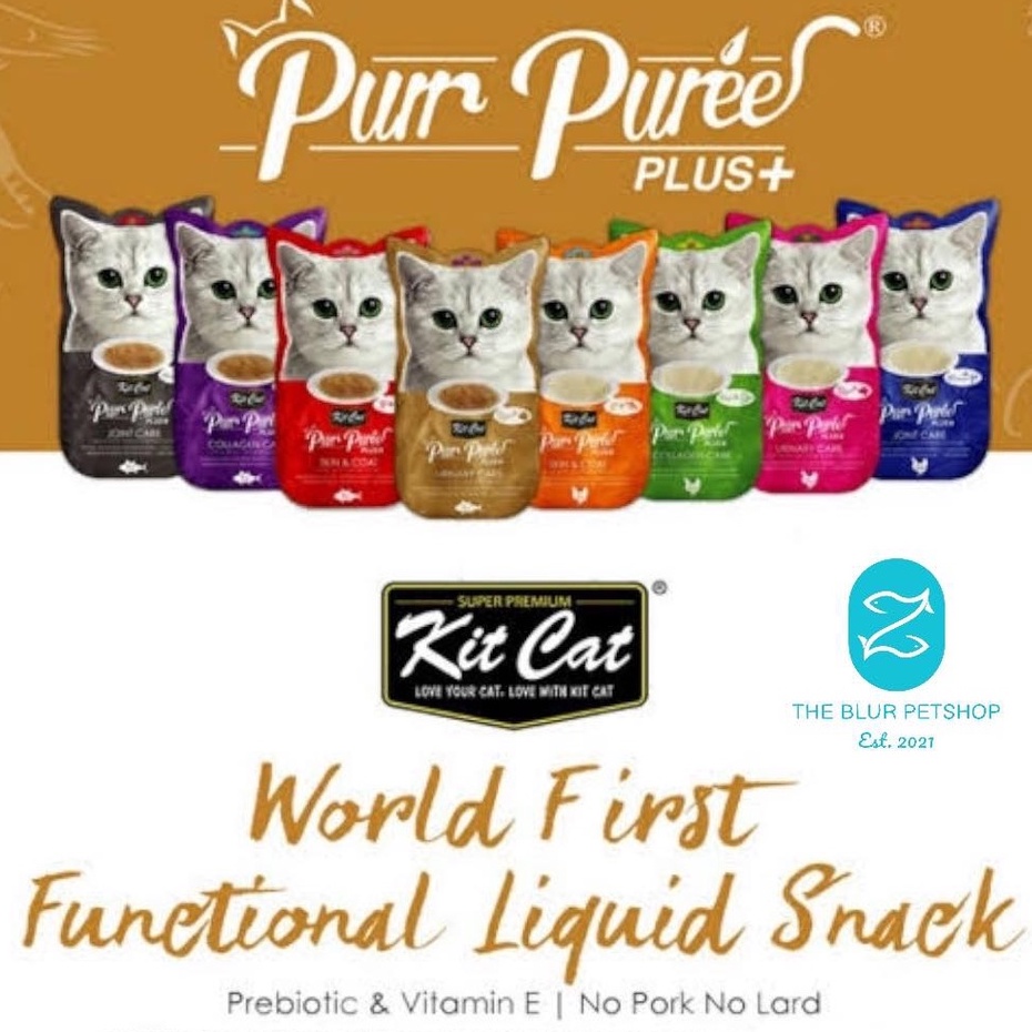 15g Kitcat Purr Puree Plus 4 Sticks Cat Treat Cat Food Grain-free Cat ...