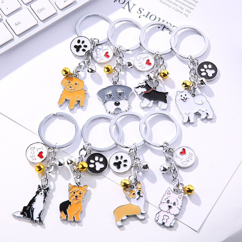 Creative Design Pet Dog Metal Keychain Pendant Adorable Beckoning Key ...