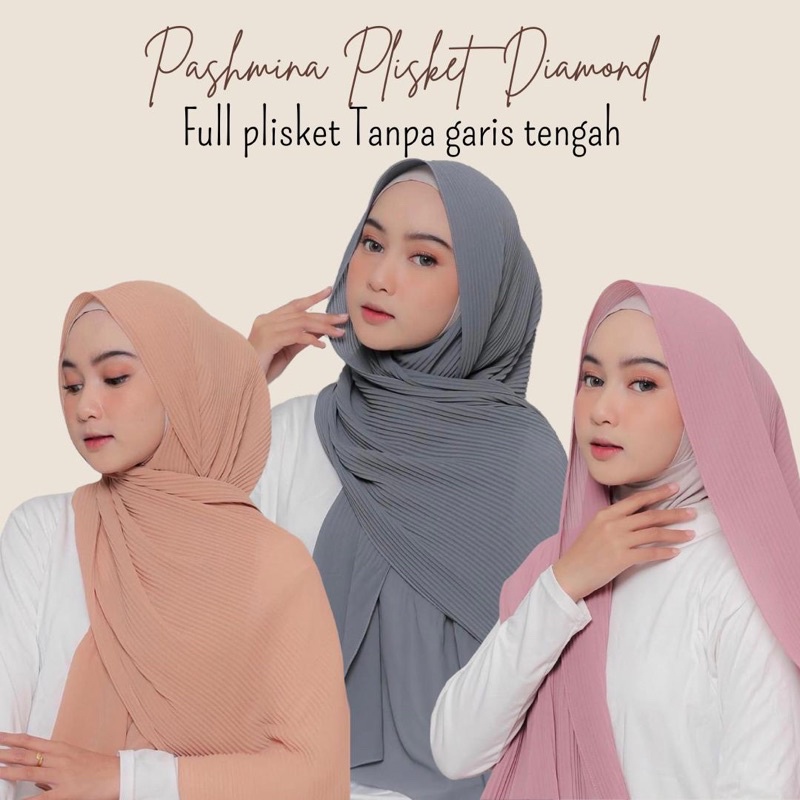 Pashmina Plisket Shawl Pashmina Full Diamond Plisket Without Middle ...