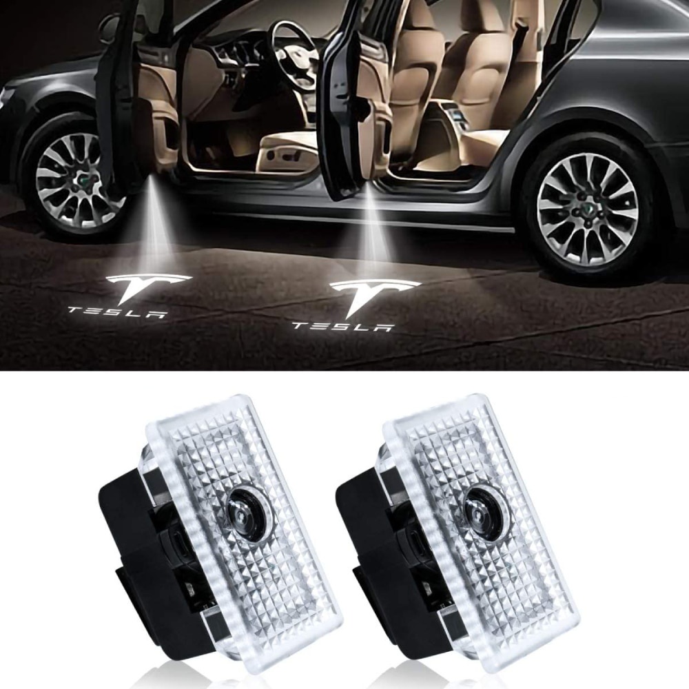 2 Pcs Cool Led Door Welcome Laser Light For Tesla Model 3 Model S Model ...