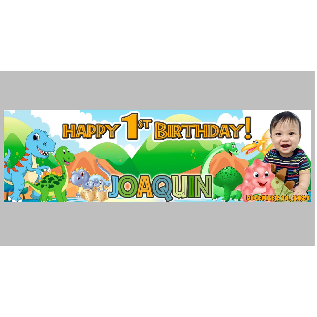 Dinosaur theme 18x60inches Birthday Tarpaulin banner | Shopee Philippines