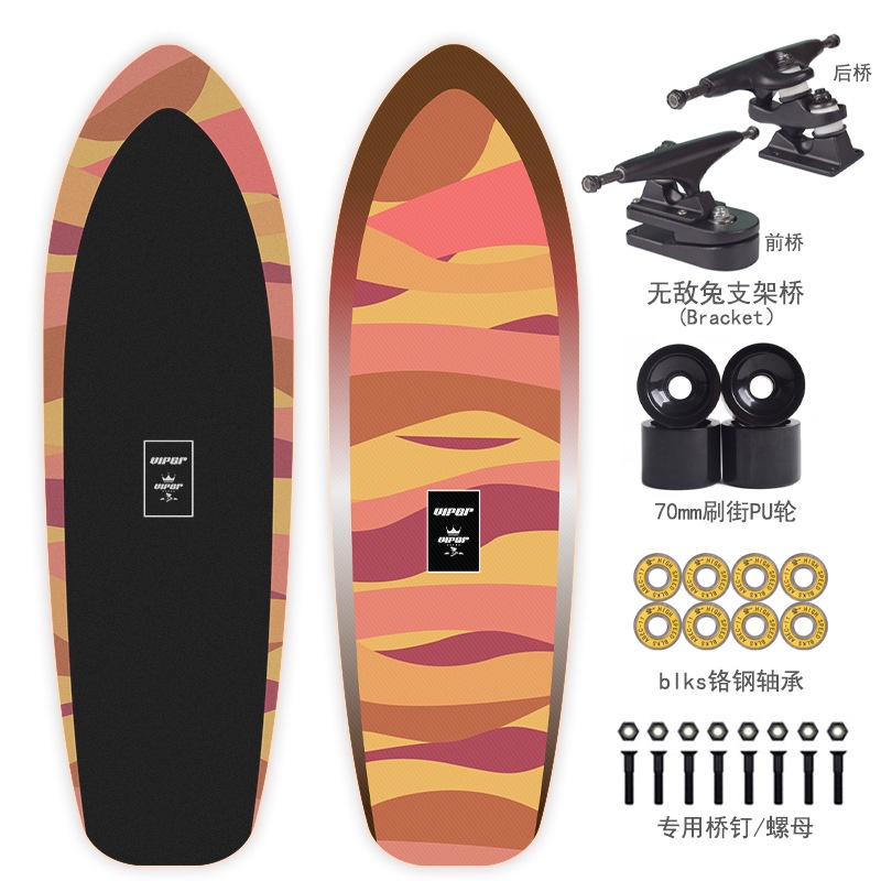blks Land Surfboard 32inch WOODETAIL spring surf truck Bracket Double ...