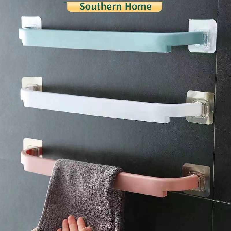 B19 COD【Manila】Towel Rack Towel Holder Punch-free Bathroom Shelf Towel ...