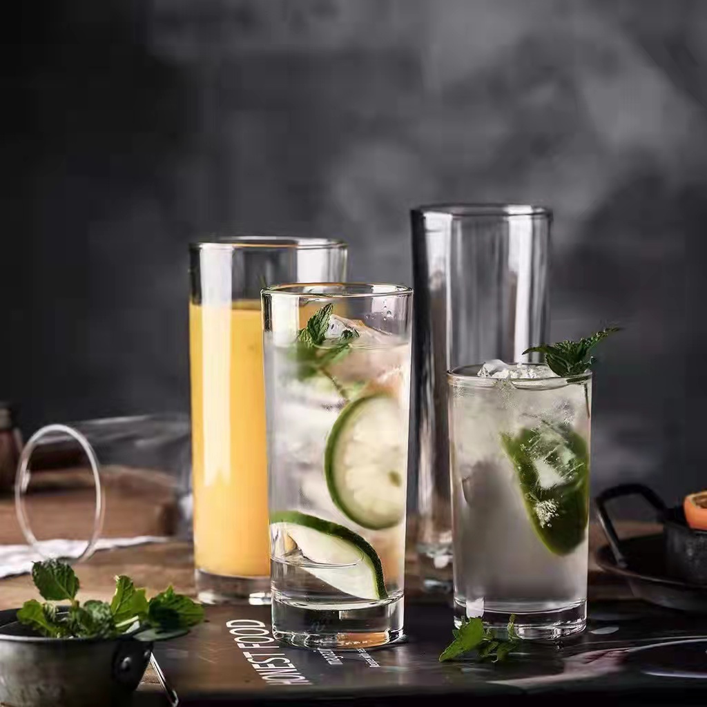 Cylindrical Transparent Drinking Glass Cup Household Water Glass Milk ...