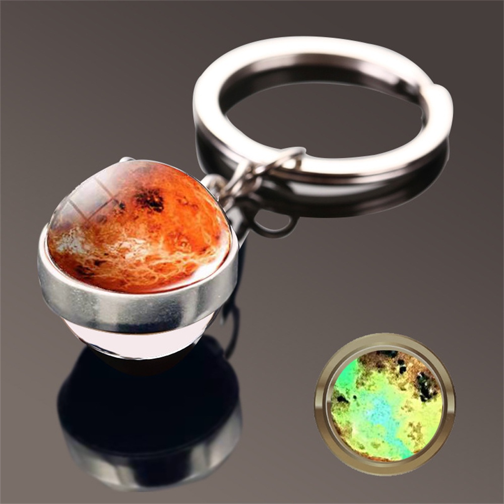 Galaxy Luminous Planet Keychain for Women Men Double Side Glass Ball ...