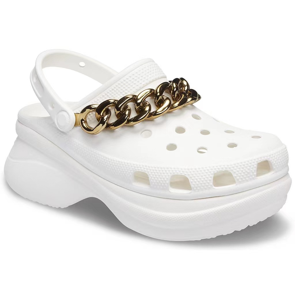 crocs Bae Clog with chain jibbitz wedges sandals fashion slippers for women soft sole Korean ...