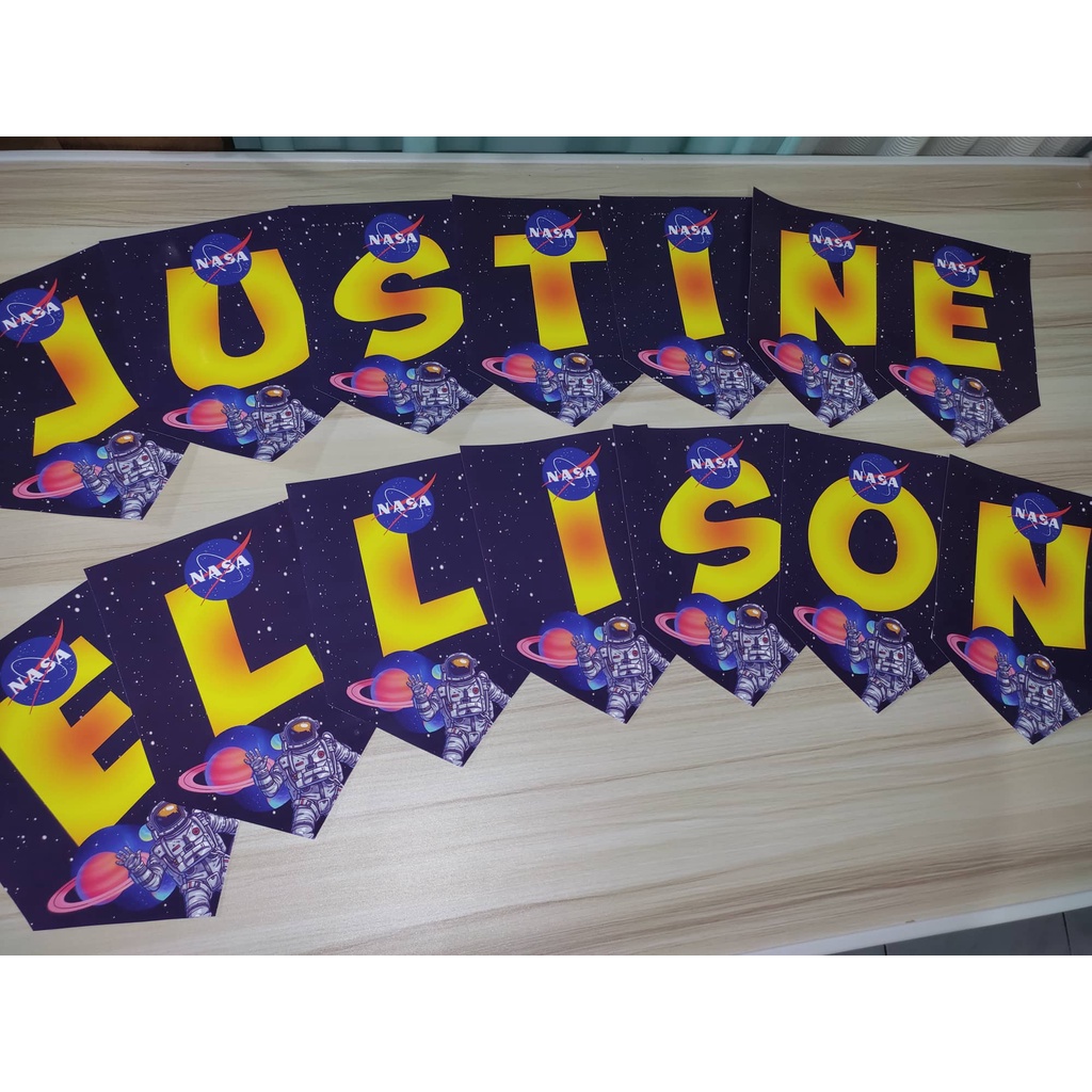 PERSONALIZE BANNERS ASTRONAUT & NASA THEME , Party, Name Banner, Happy ...