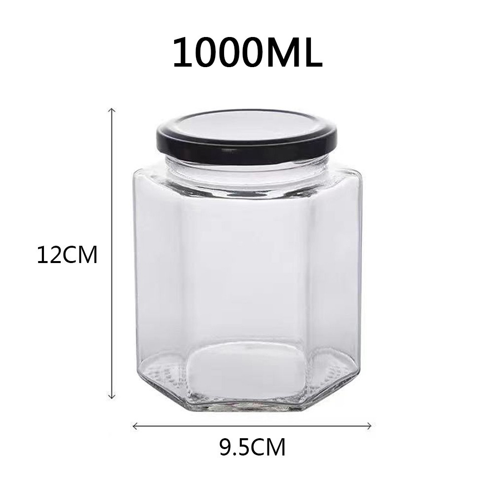 Clear Glass Jar Container with Black Lid Kitchen Spice Storage | Shopee ...