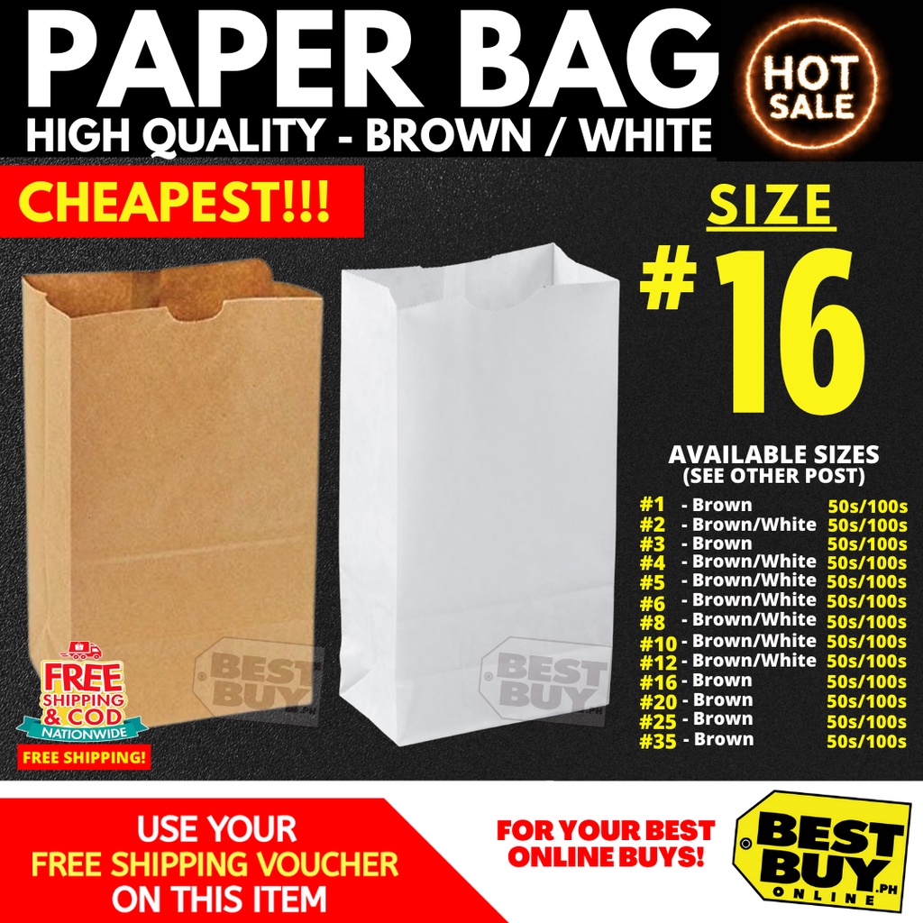 White & Brown Paper Bag - Size # 16 | Shopee Philippines