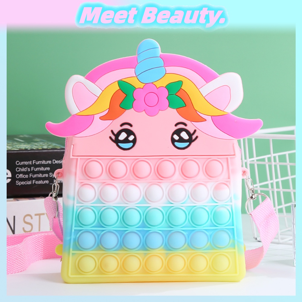 Pop It Fidget Toy Kids Unicorn Backpack for Girls Unicorn Purse Bag for ...
