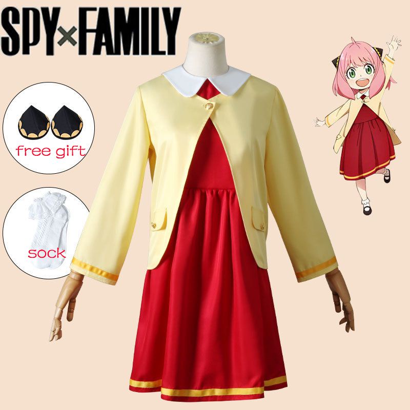 Anime SPY X FAMILY Anya Forger Cosplay Costume Red Dress Uniform Cute ...