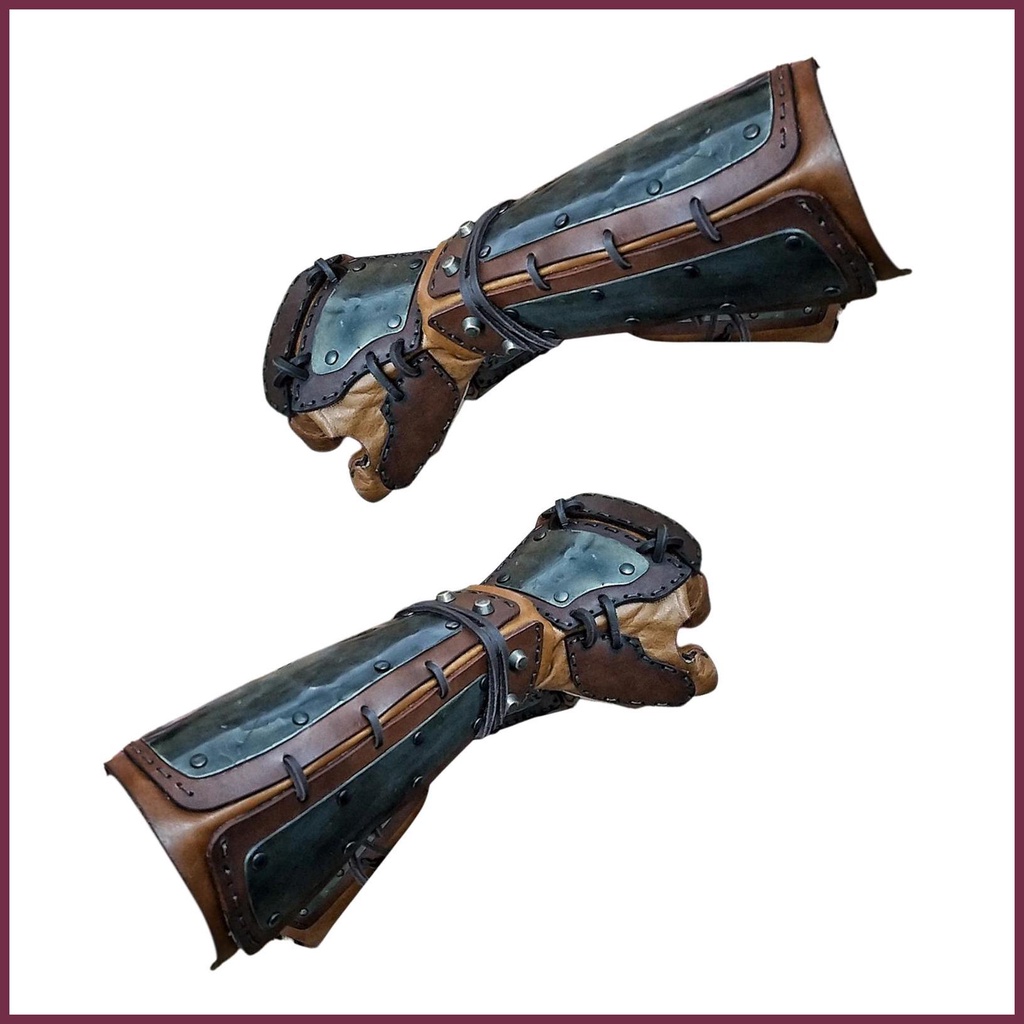 Leather Bracers Medieval Gauntlet Wristband Leather Arm Cuff Adjustable ...