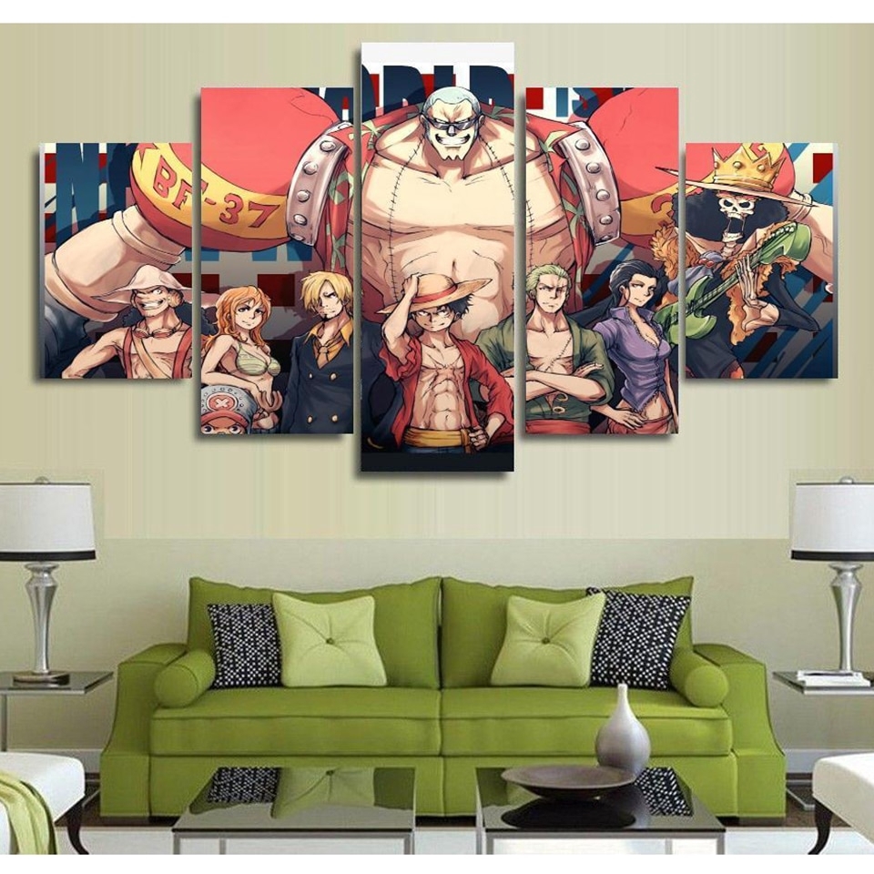 Canvas Painting Pictures Wall Art Prints Modular 5 Panel Anime ONE ...
