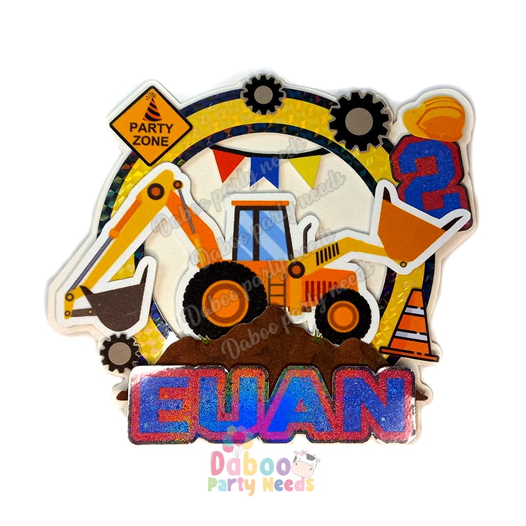 2d backhoe heavy machinery cake topper personalized | Shopee Philippines