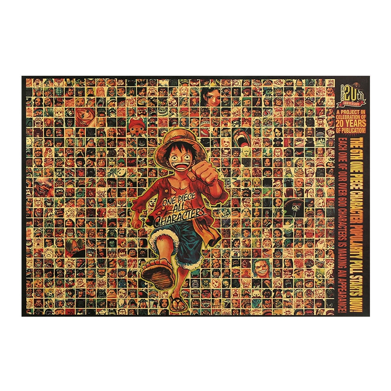 Vintage Poster Classic Anime One Piece All Characters Posters Room ...