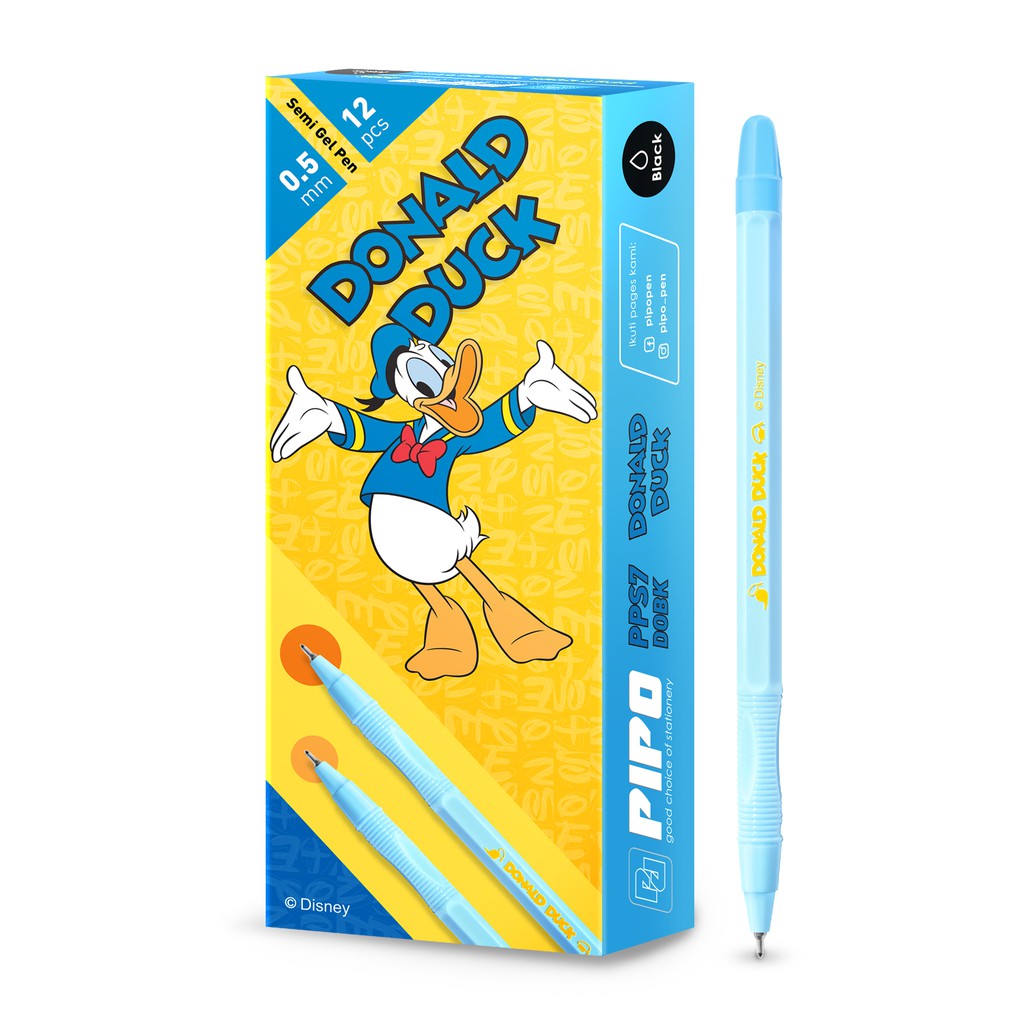 HITAM [pps7 Donald] Pipo pps7 Donald Duck Disney License Pen Black ...