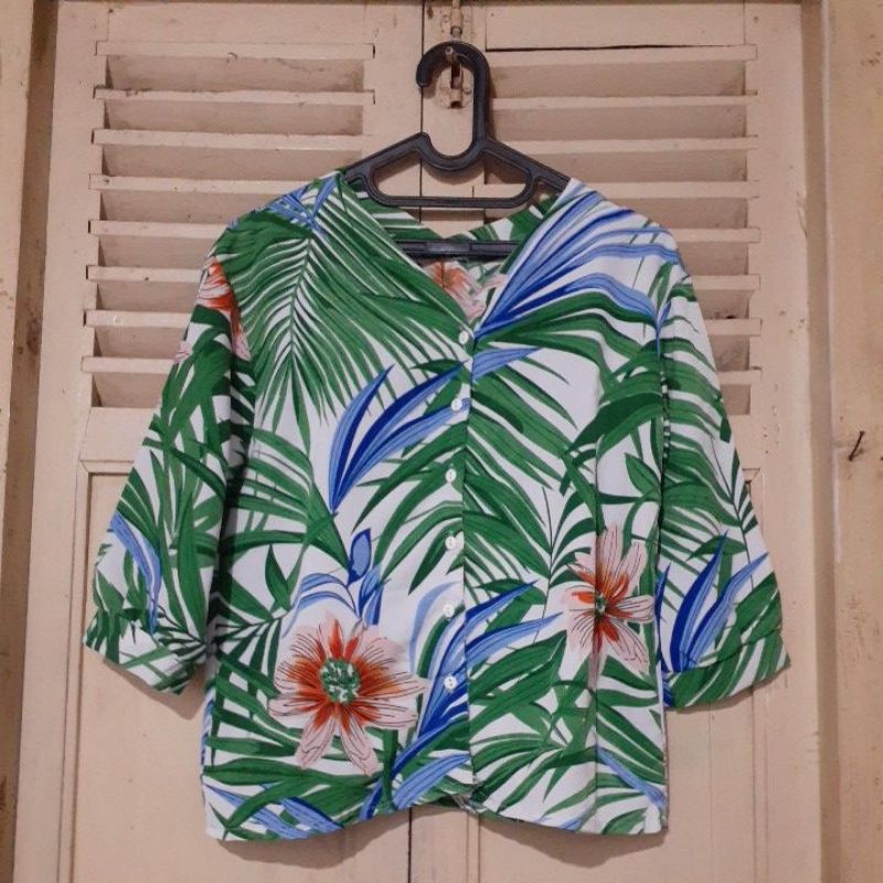 Preloved leaf top / thrift top / preloved thrif blouse | Shopee Philippines