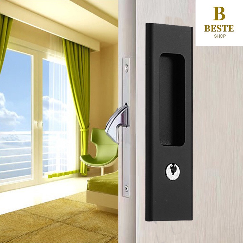Sliding Door Lock Black Bathroom and Lavatory Lock Hook Invisible Move ...