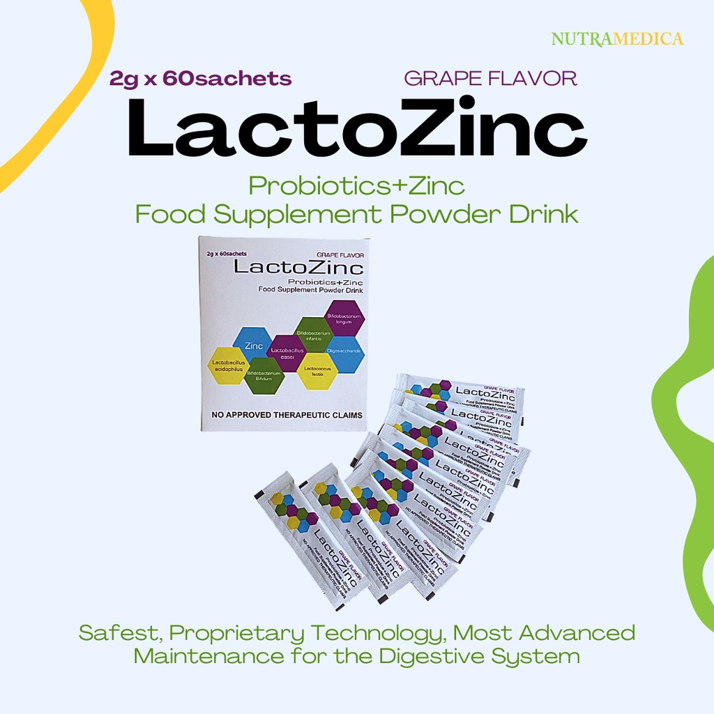 Lactozinc (Probiotics + Zinc) 2g 60 Sachets Food Supplement Powder ...