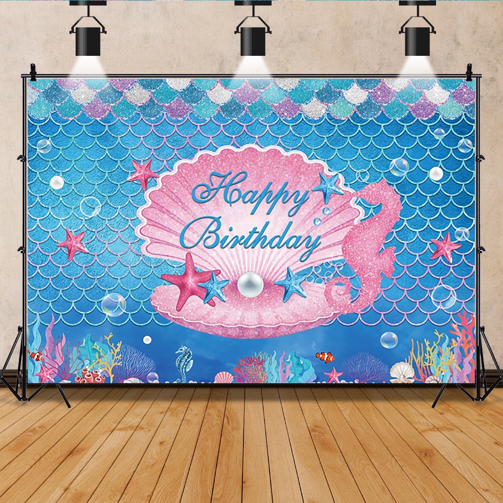 Mermaid Princess Backdrops Photography Baby Girl Birthday Glitters ...