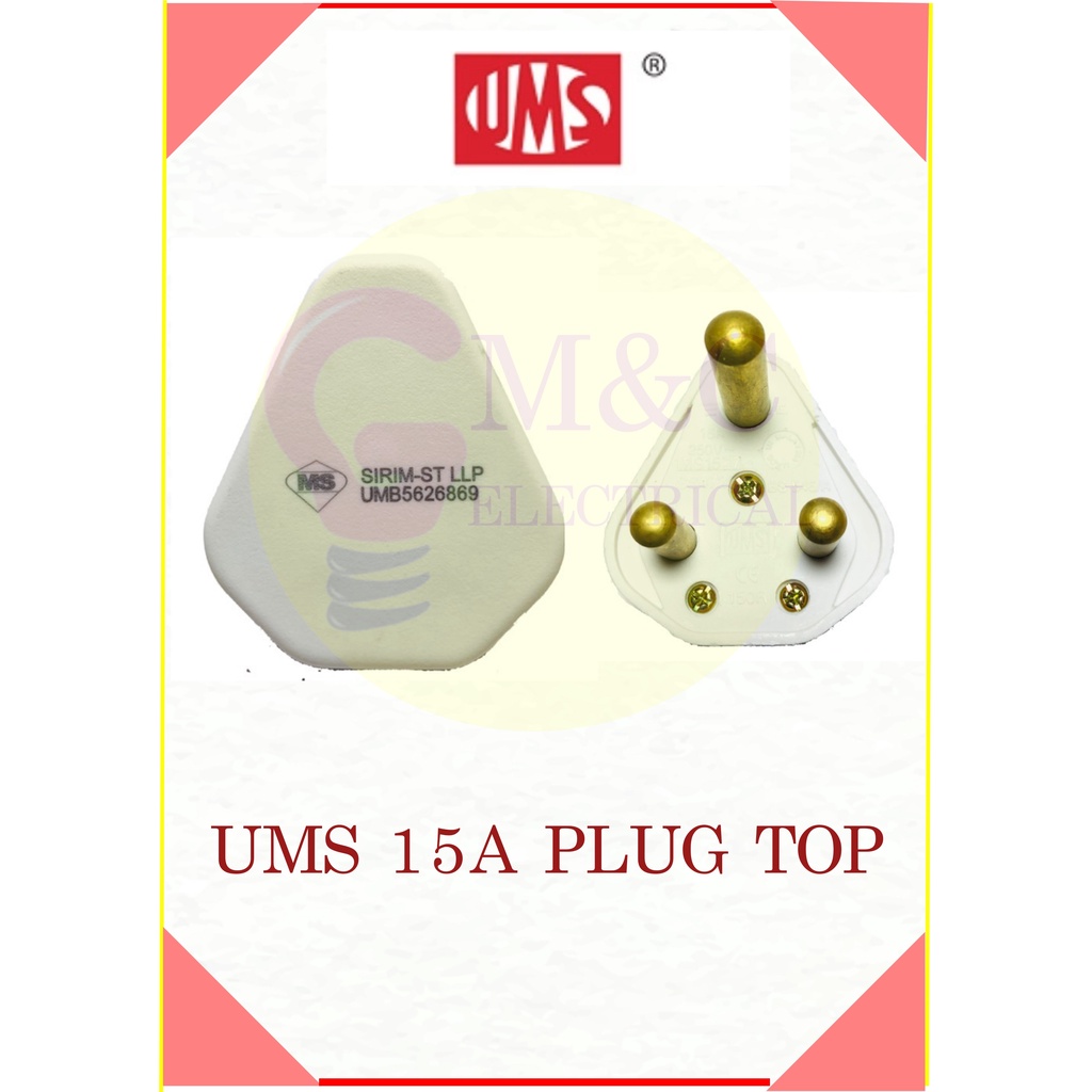 UMS 15A Unfused Plug Top 3 Pin Round (SIRIM) | Shopee Philippines