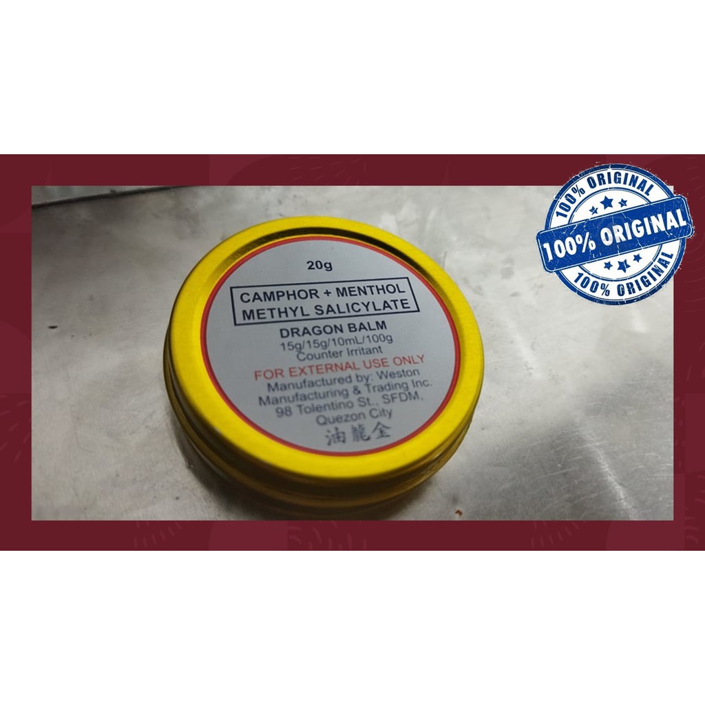 Dragon Balm Campor + Menthol + Methyl Salicylate - Instant Relief - 20g ...