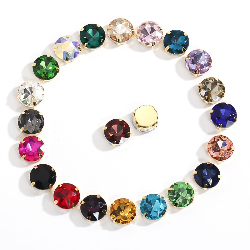 Yichuan Round Rhinestones With Golden Claw for Dress Sew On Crystal ...
