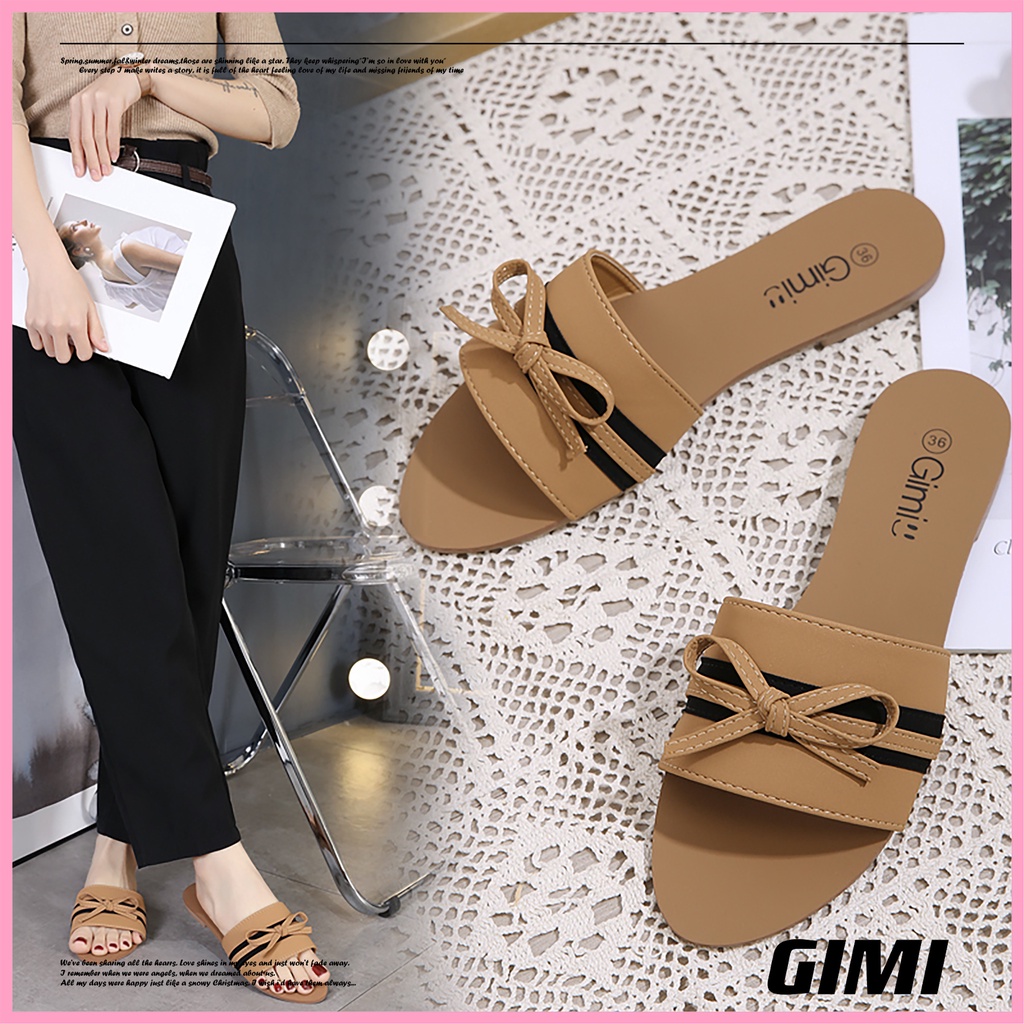 Korean Women Shoes GIMI Fashion Flat Slippers AY-81006 | Shopee Philippines