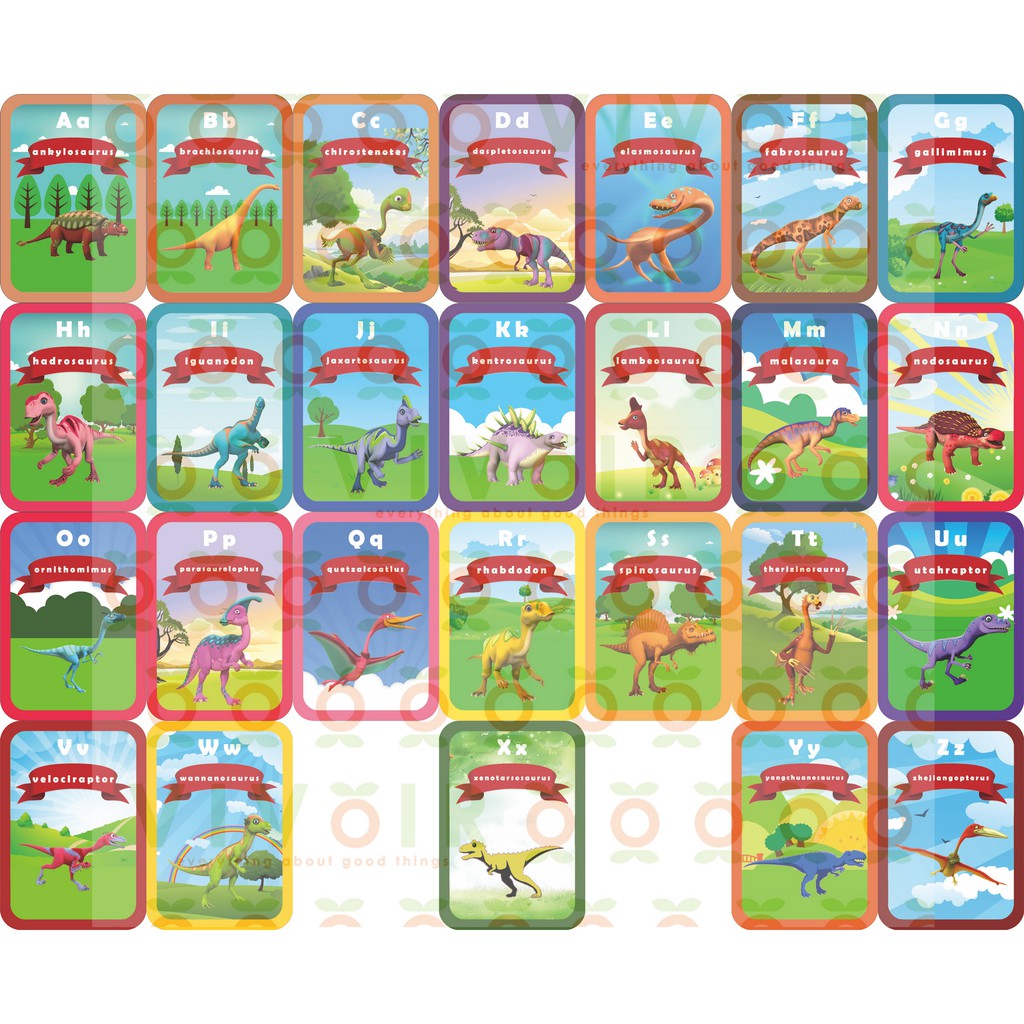 Dinosaur ALPHABET Baby & Kids Learning CARD/DINOSAUR ALPHABET FLASH ...
