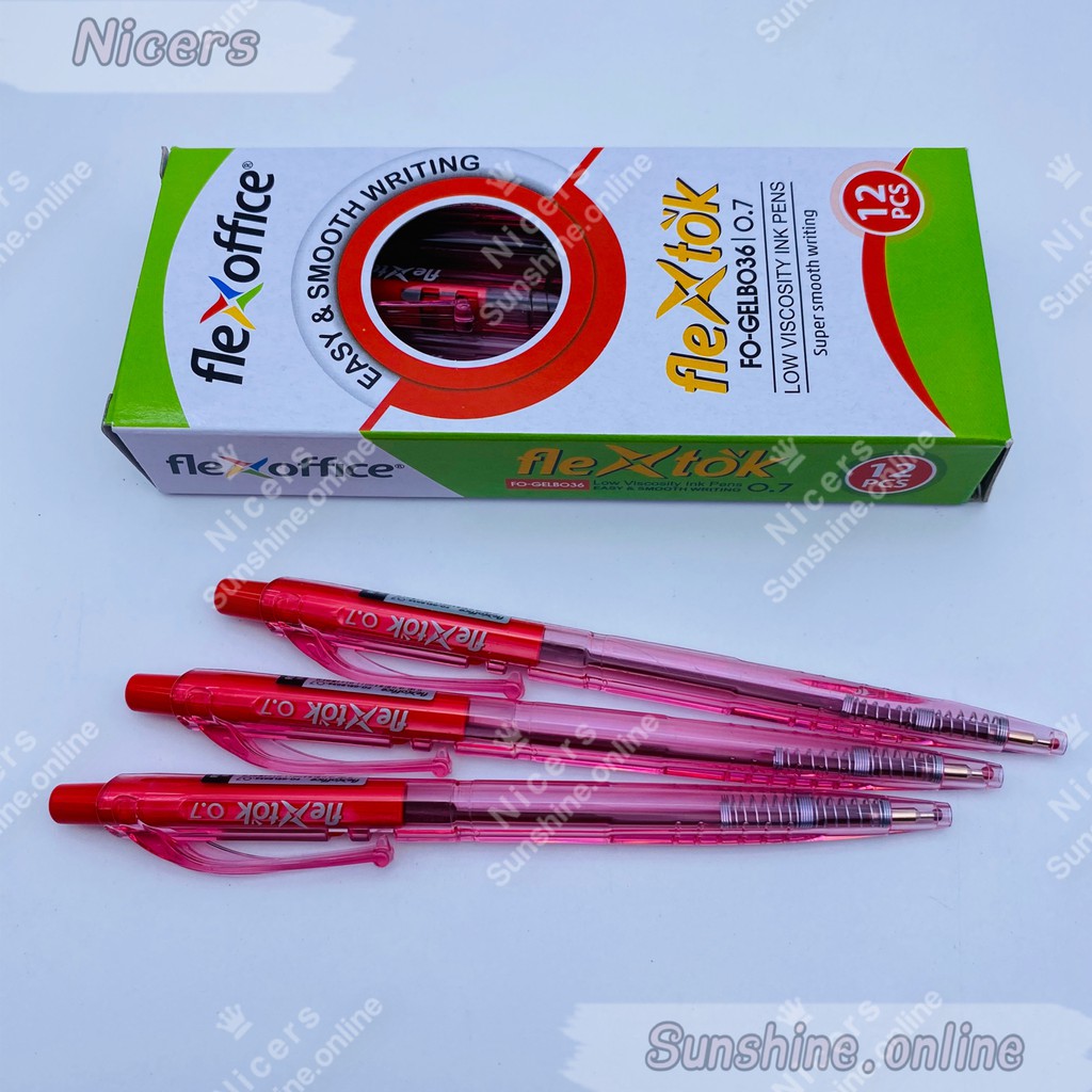 12pcs 0.7mm original Flexoffice flextok smooth ink pen ballpen | Shopee ...